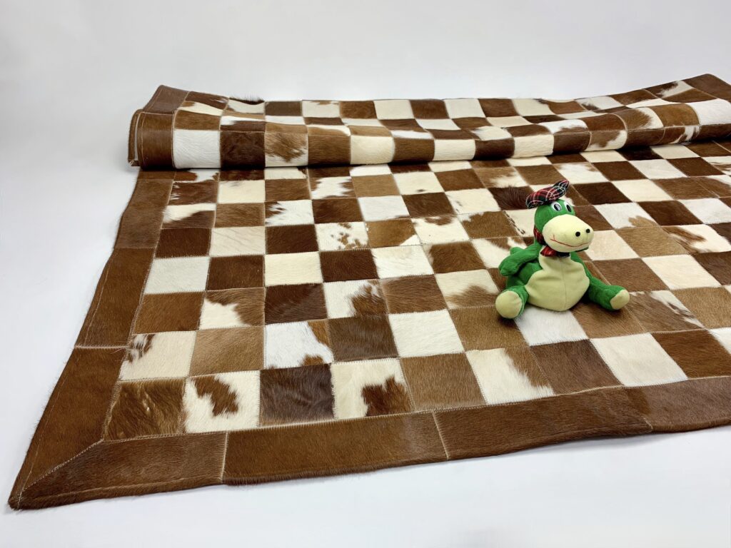 200cm x 150cm Handmade Cowhide Patchwork Cow leather rug 100% Natural ...