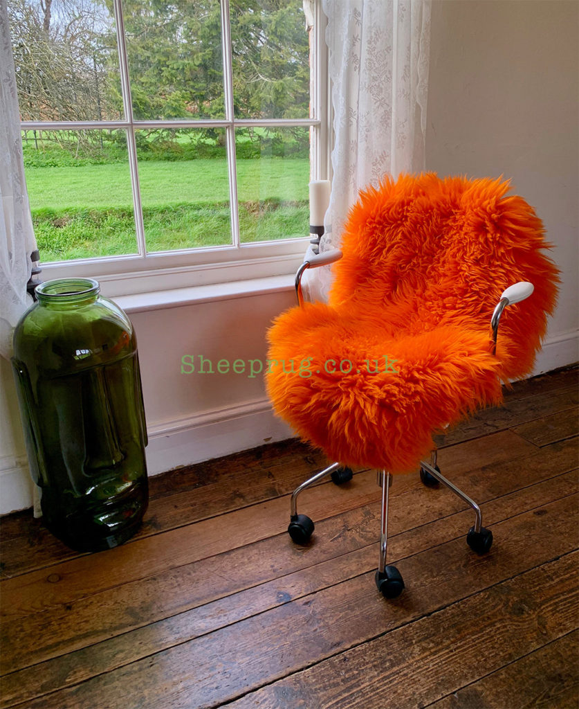 Orange Sheepskin rug fur 100% Natural made of English Sheep – Sheeprug