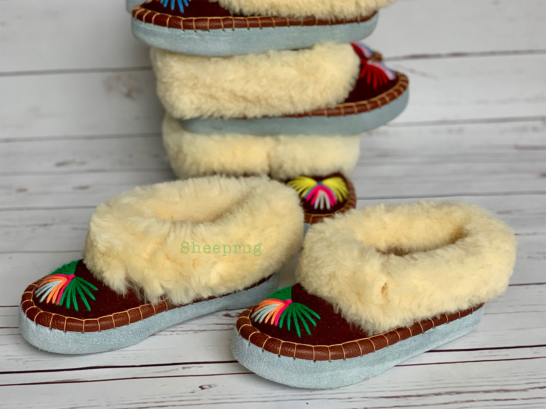 Sheepskin slippers 100% natural wool and leather | Sheeprug