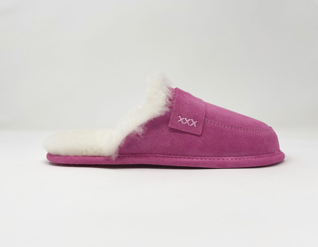 Abby Pink Sheepskin slippers 100% made of real Sheepskin and Leather ...